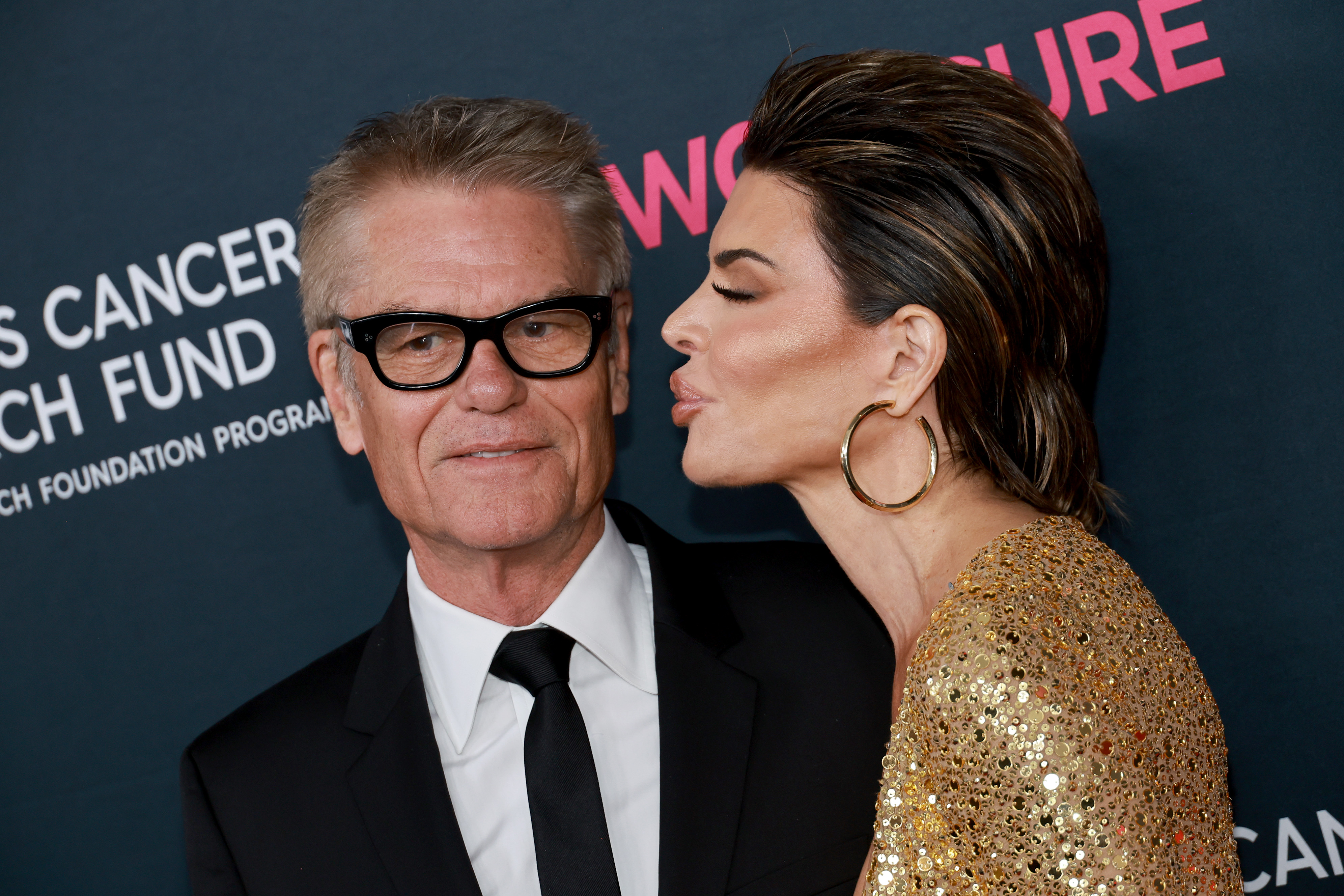 Lisa Rinna Rocks Gold Jumpsuit Alongside Husband Harry Hamlin