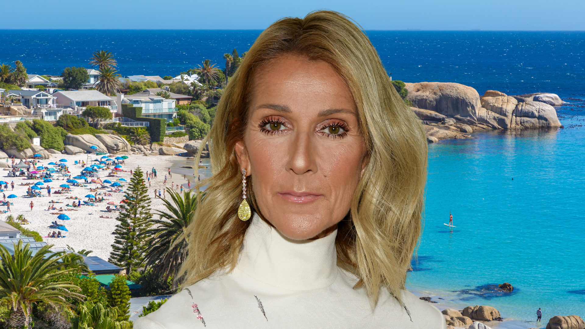 Celine Dion Glows in Metallic Blue Swimsuit: PHOTOS