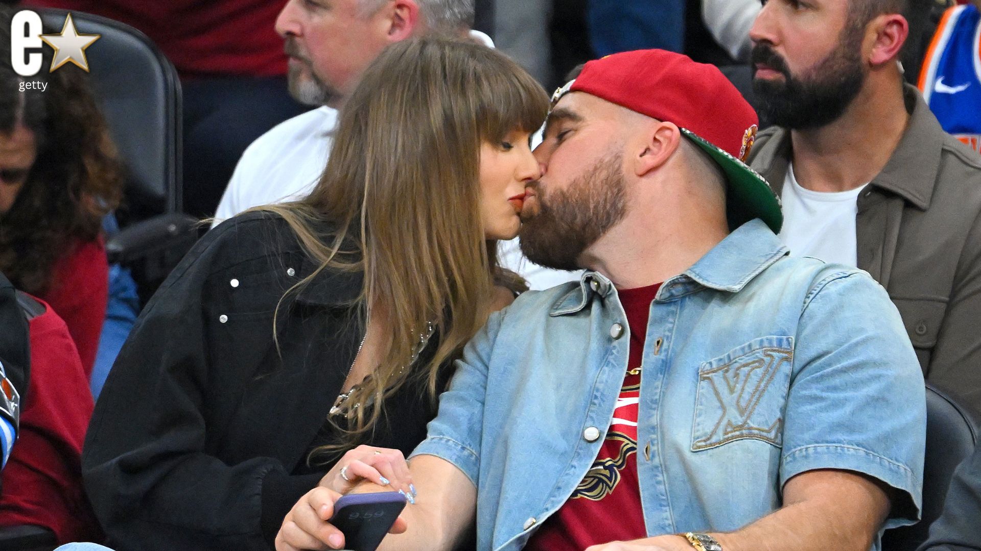 Travis Kelce Chugs Beer at Cavs-Knicks Game as Taylor Swift Reacts