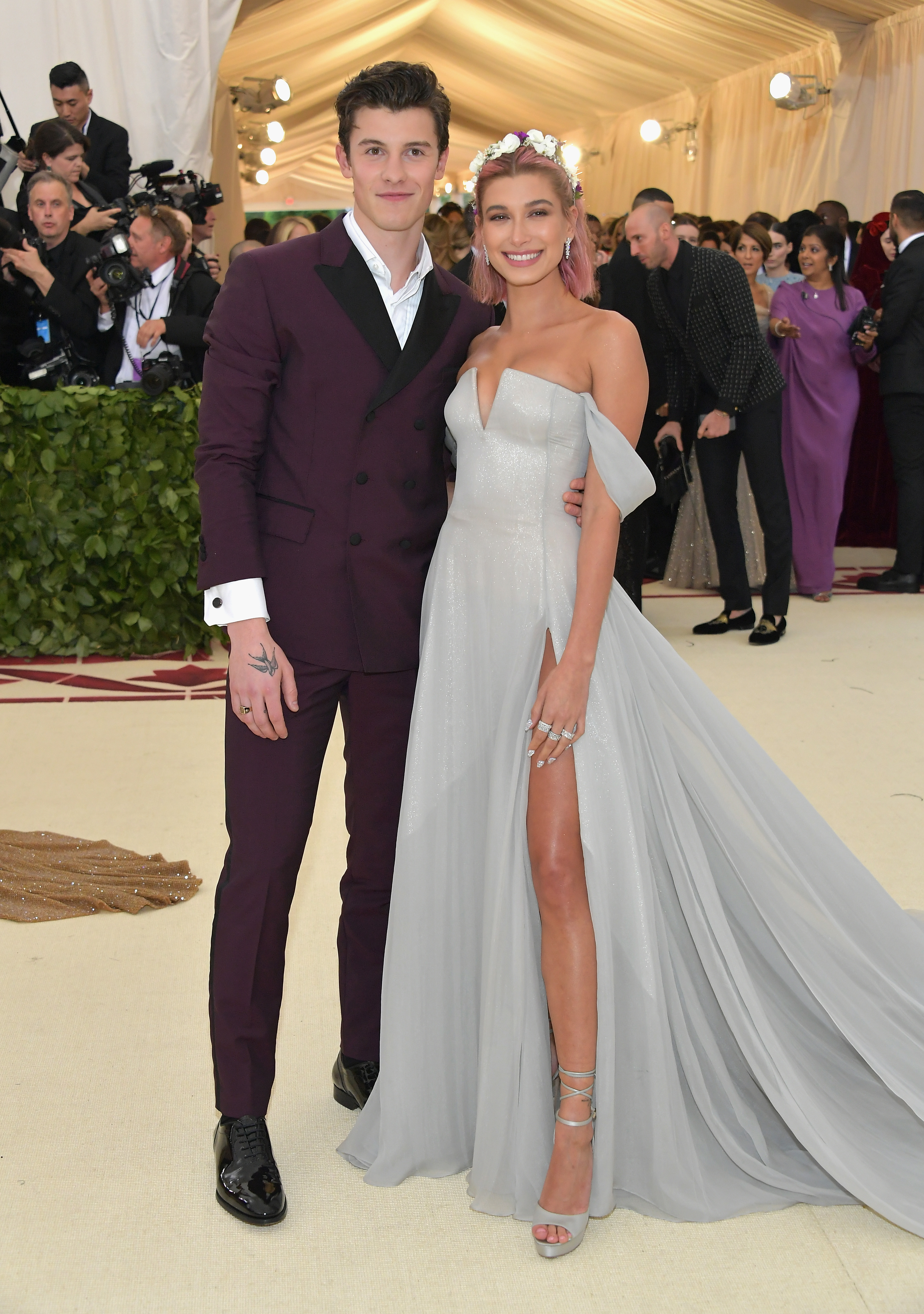Hailey Bieber Attends the 2026 Met Gala In Saint Laurant